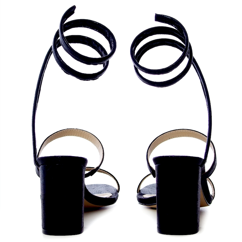 Sandália Festa Espiral Preta Salto Bloco - 298D.10860 - Durval Calçados